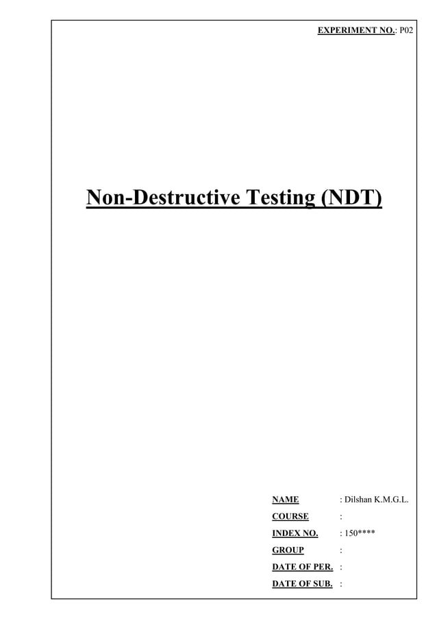 Non destructive testing (ndt) | PDF