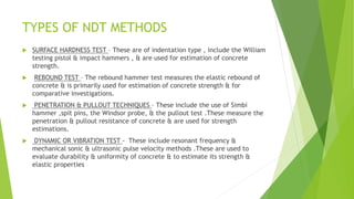 Non destructive testing on concrete ( ndt ) | PPTX