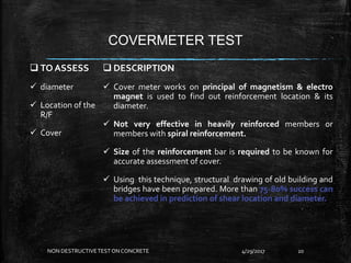 Non destructive test (ndt) on concrete msu | PPTX
