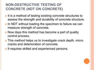 Non destructive test on concrete | PPTX