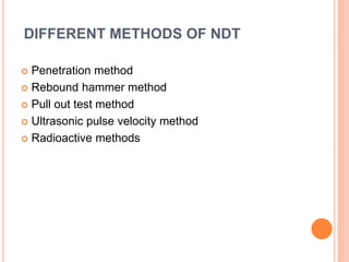 Non destructive test on concrete | PPTX