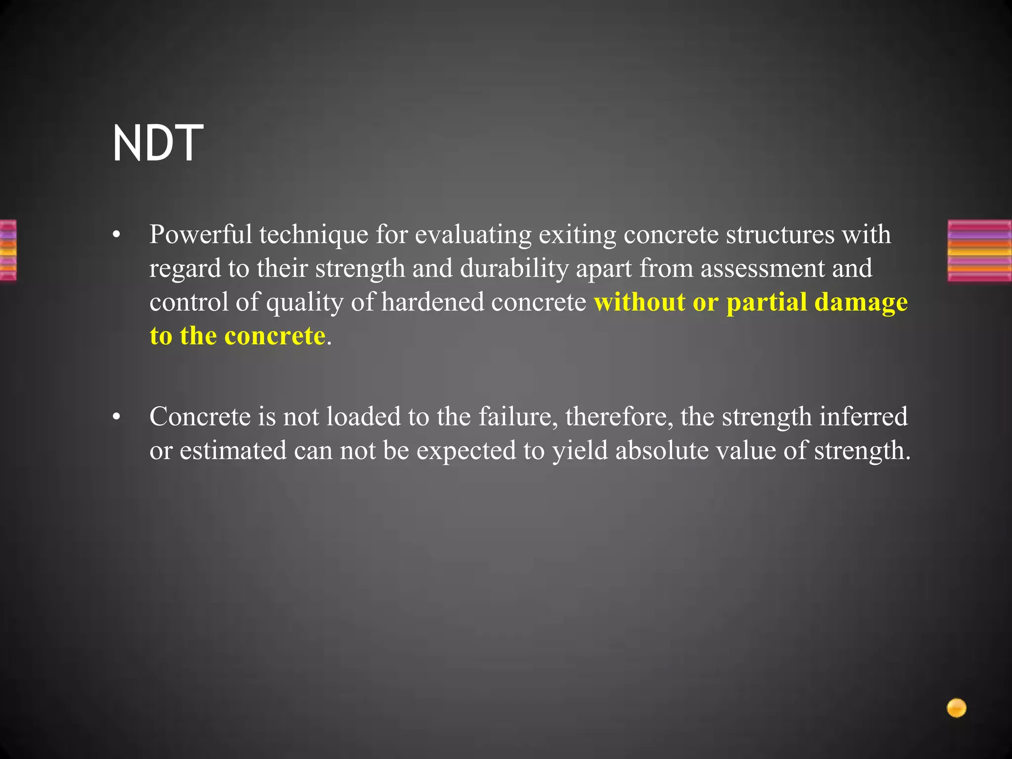 Non destructive test on concrete (ndt) | PPTX