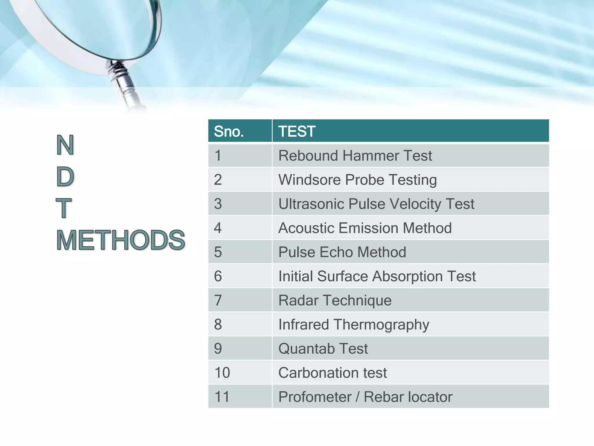 Non destructive test in CIVIL ENGINEERING Construction | PPTX