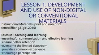 Non digital and Digital Skills and Tools In Delivering Technology Enhanced Lessons | PPTX