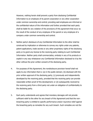 NON DISCLOSURE AGREEMENT | PDF