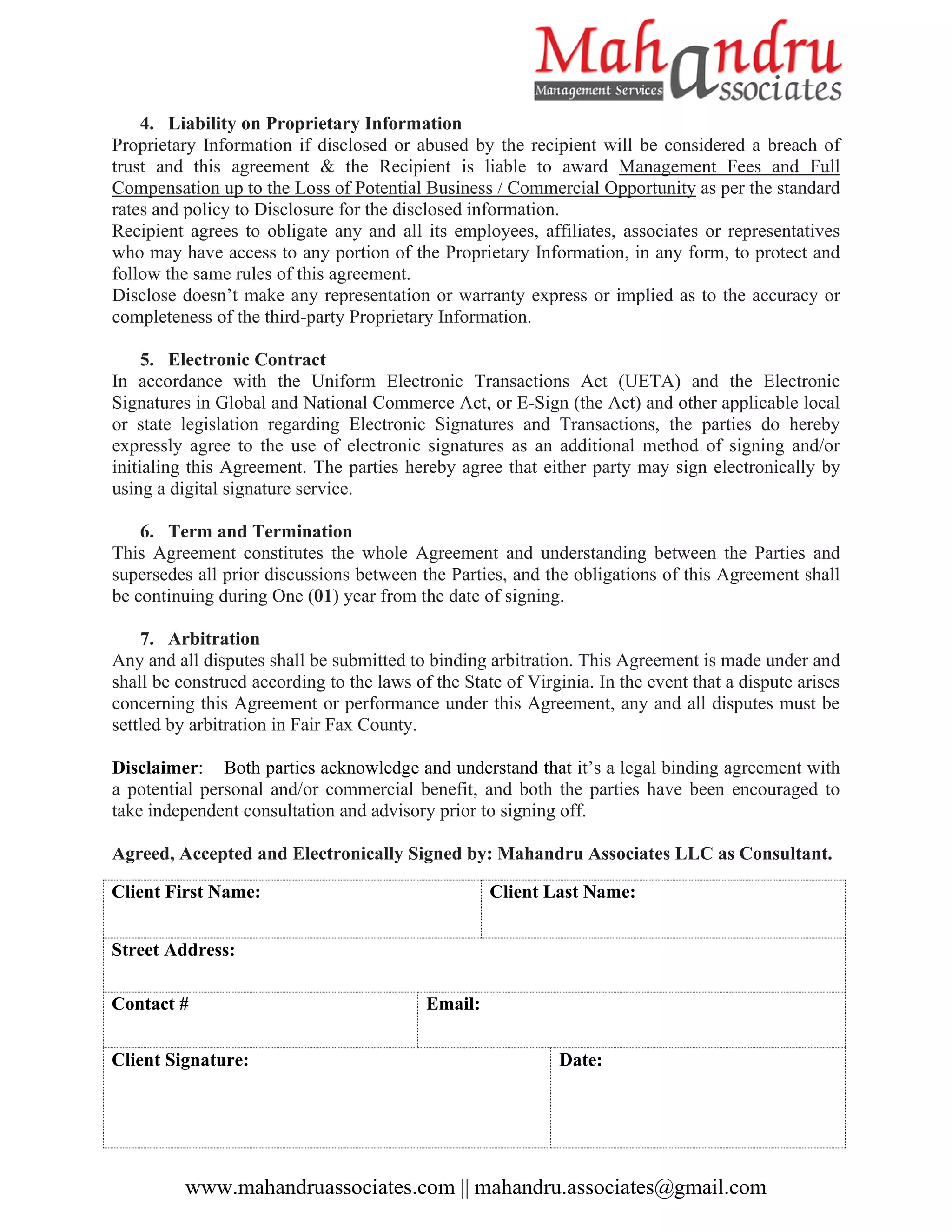 Non disclosure agreement | PDF