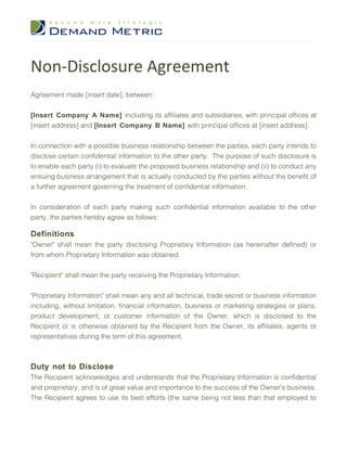 Disclosure Agreement Template