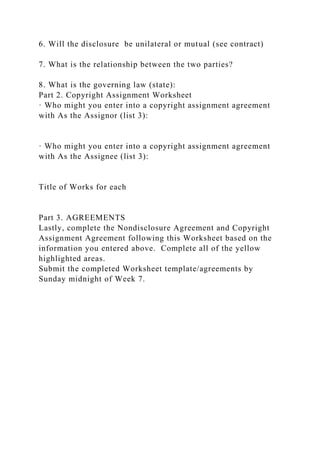 Nondisclosure & Copyright AssignmentworksheetASSIGNMENT 2 IN.docx
