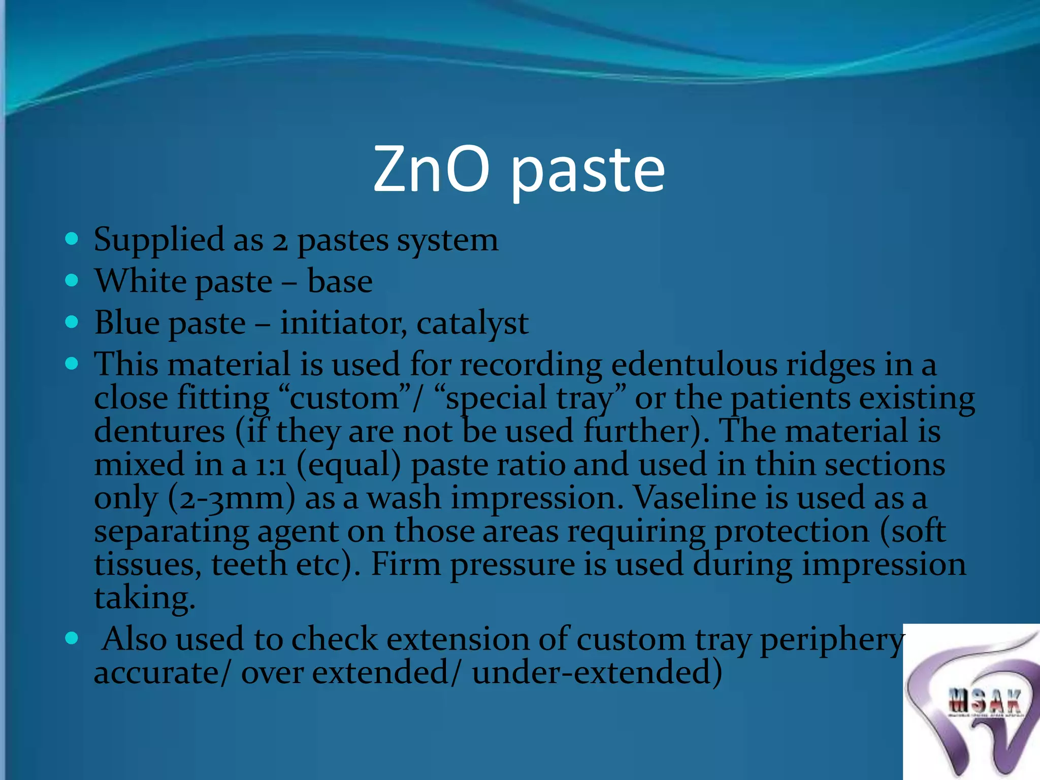 Non elastic/ rigid impression materials | PPTX