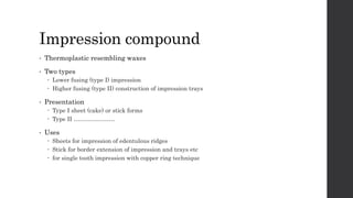 Non elastic impression materials | PPTX