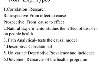 Introduction to Non-Experimental Research Non-experimental research is ...