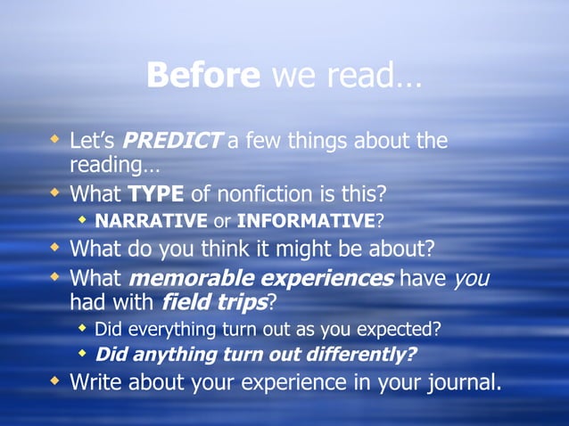 Nonfiction—Field Trip | PPT