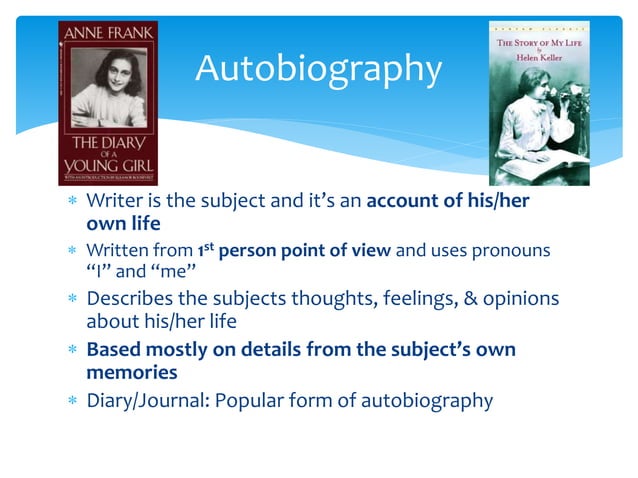 Nonfiction narrative.pptx | Biographies | Genres