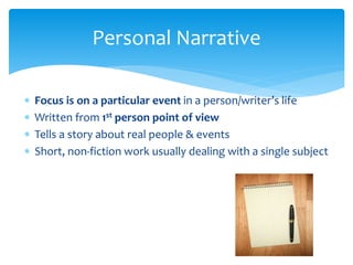 Nonfiction narrative.pptx | Biographies | Genres