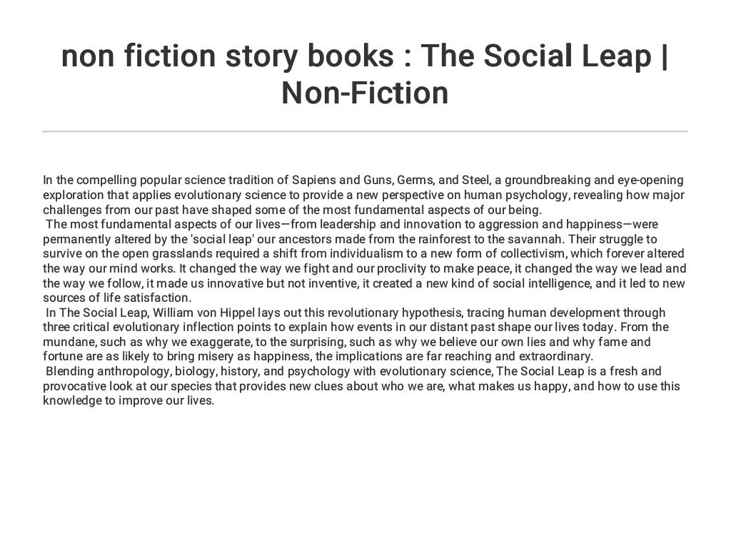 Non Fiction Story Books The Social Leap Non Fiction Non Fiction Story Books The Social Leap Non Fiction
