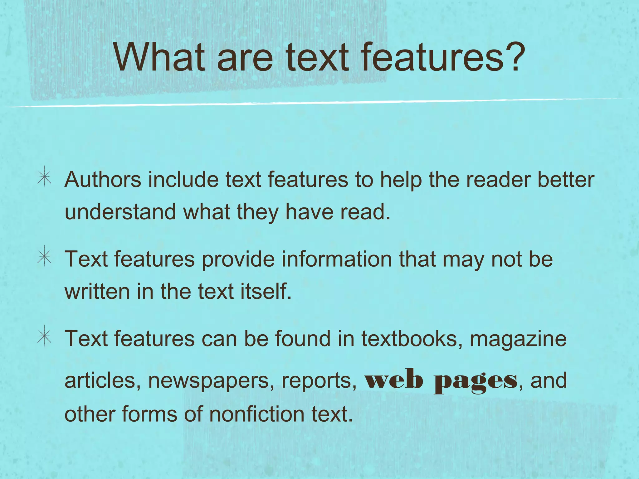 Non Fiction Text Features | PPT | Technology & Computing