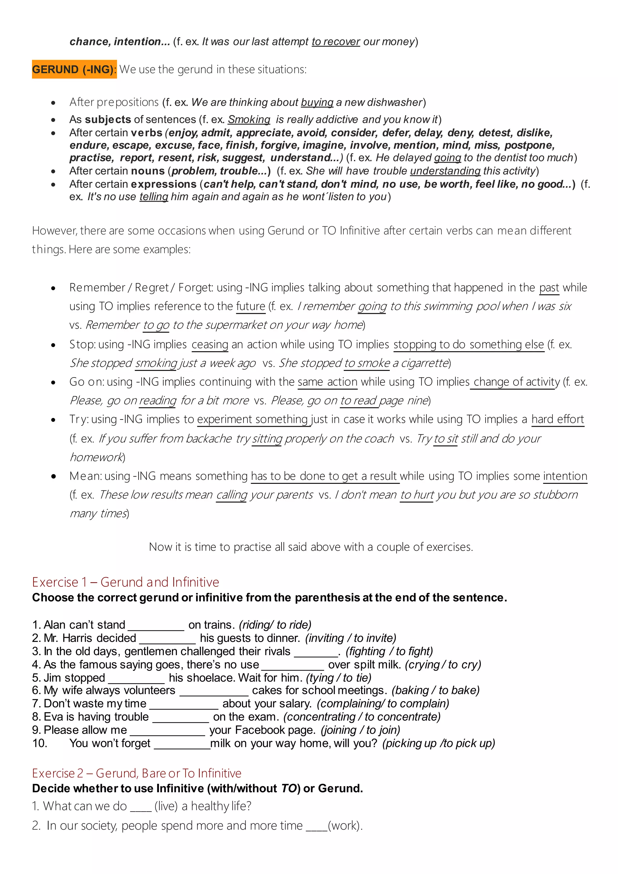Non finite forms | DOC