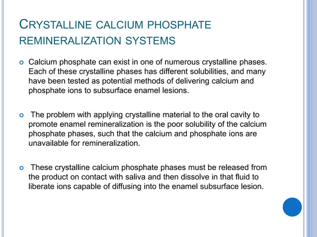 Non fluoride enamel remineralization | PPTX | Dental Health | Diseases ...