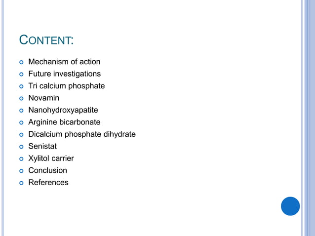 Non Fluoride Enamel Remineralization Ppt