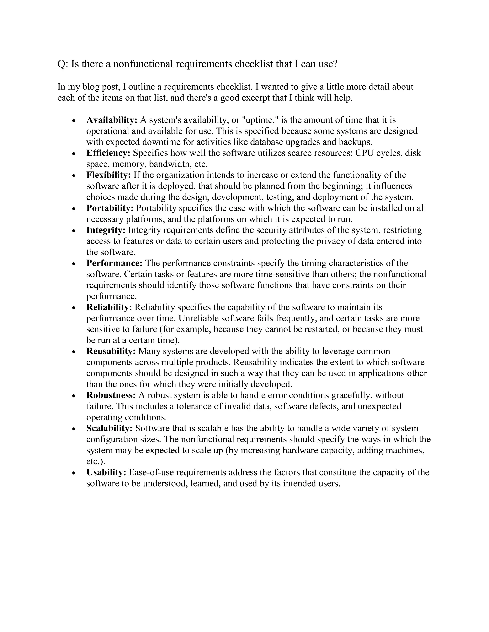 Non functional requirement | DOCX