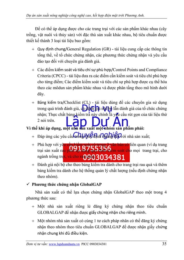 Thuyết minh dự án Nông nghiệp công nghệ cao kết hợp điện mặt trời Phương Anh - www.lapduandautu ...