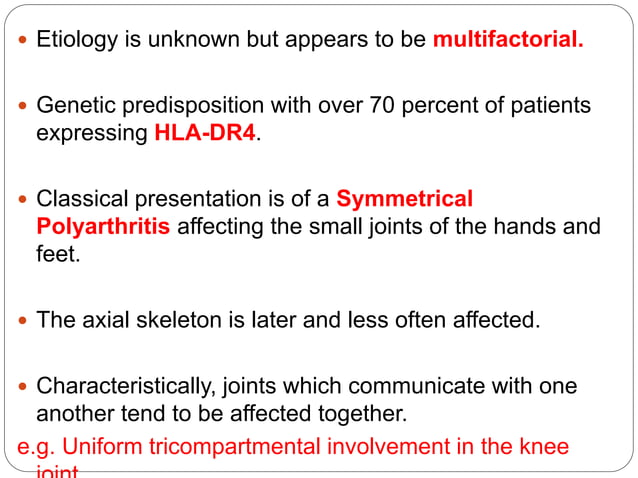 Noninfective inflammatory arthropathy- RHEUMATOID ARTHRITIS | PPT