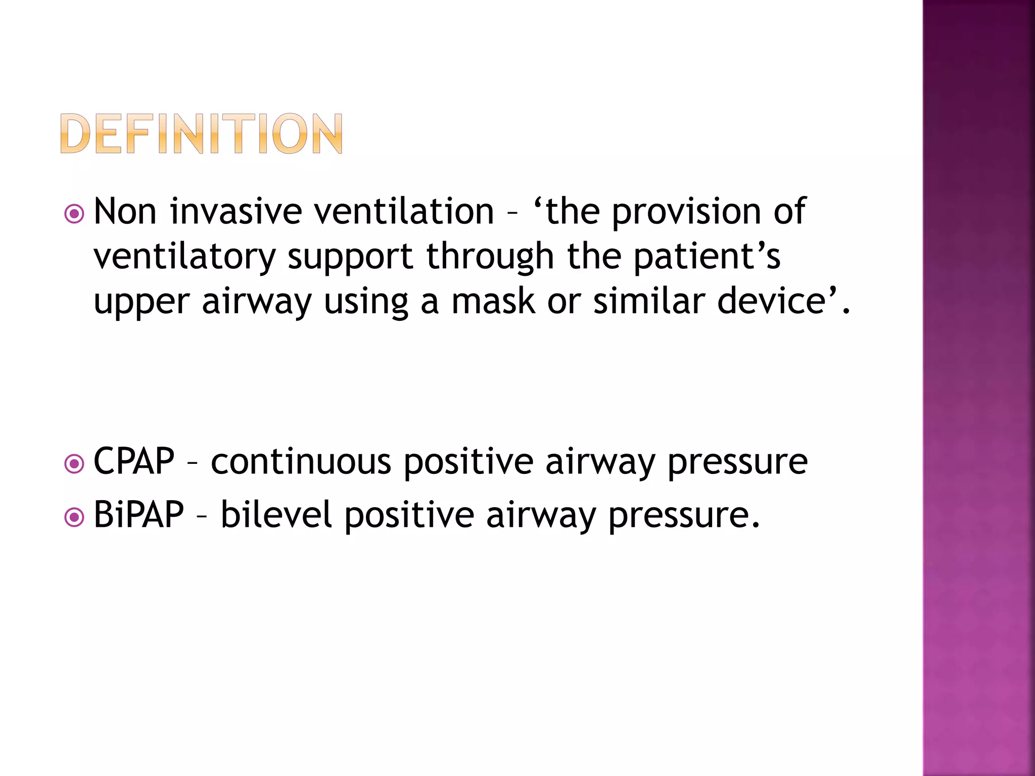 Non-invasive ventilation - BiPAP | PPTX