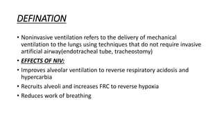 NON INVASIVE VENTILATION.pptx | Lung and Respiratory Health | Diseases ...