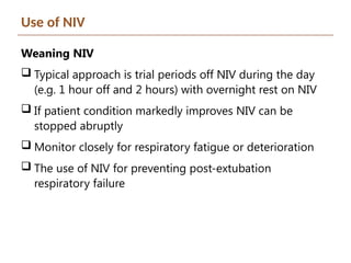 Non Invasive Ventilation in critical care | PPTX