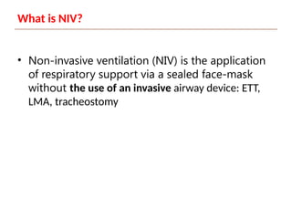 Non Invasive Ventilation in critical care | PPTX