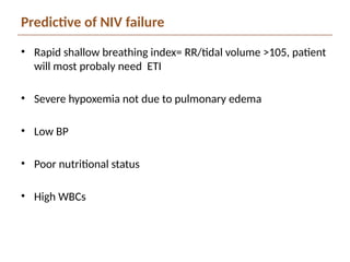 Non Invasive Ventilation in critical care | PPTX