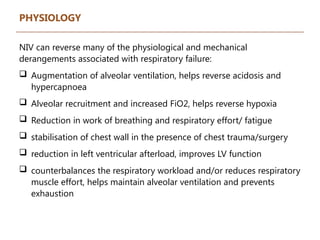 Non Invasive Ventilation in critical care | PPTX