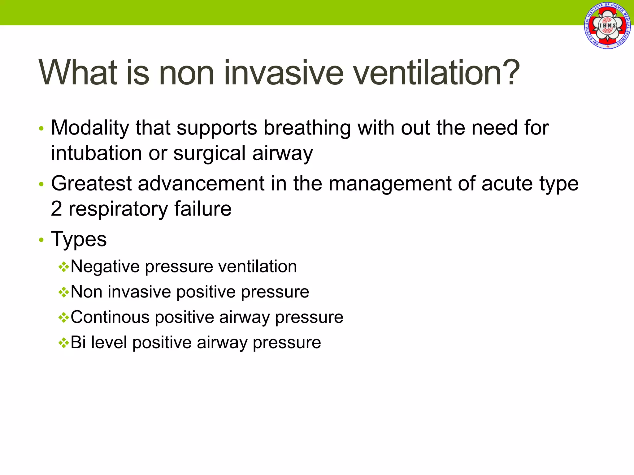 Non invasive ventilation 24th oct 2014 final | PPTX