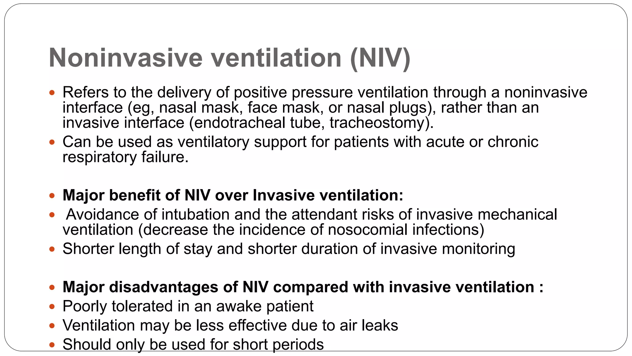 Non invasive ventilation dr bikal | PPTX