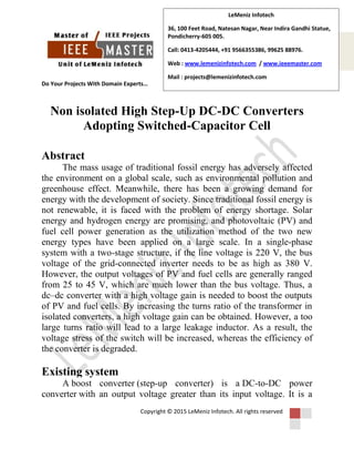 Nonisolated high step up dc–dc converters adopting switched-capacitor cell | PDF | Consumer ...