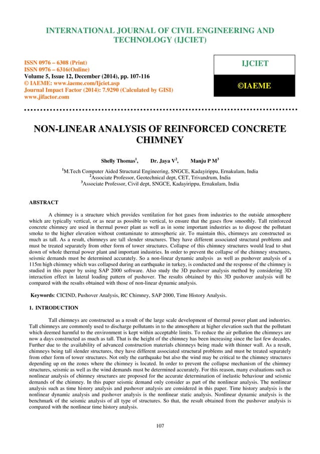 Non linear analysis of reinforced concrete chimney | PDF