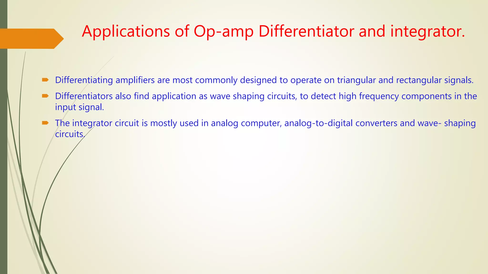 Non linear applications of op amp | PPTX