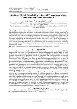 Nonlinear chaotic signals generation and transmission within an optical fiber communication link ...
