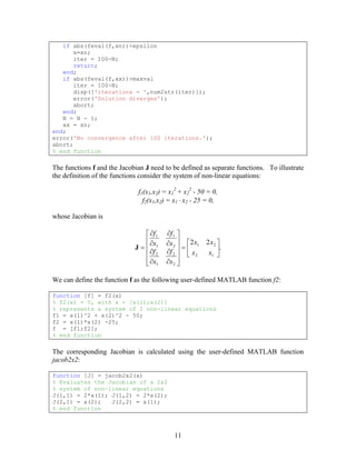 Non linearequationsmatlab | PDF