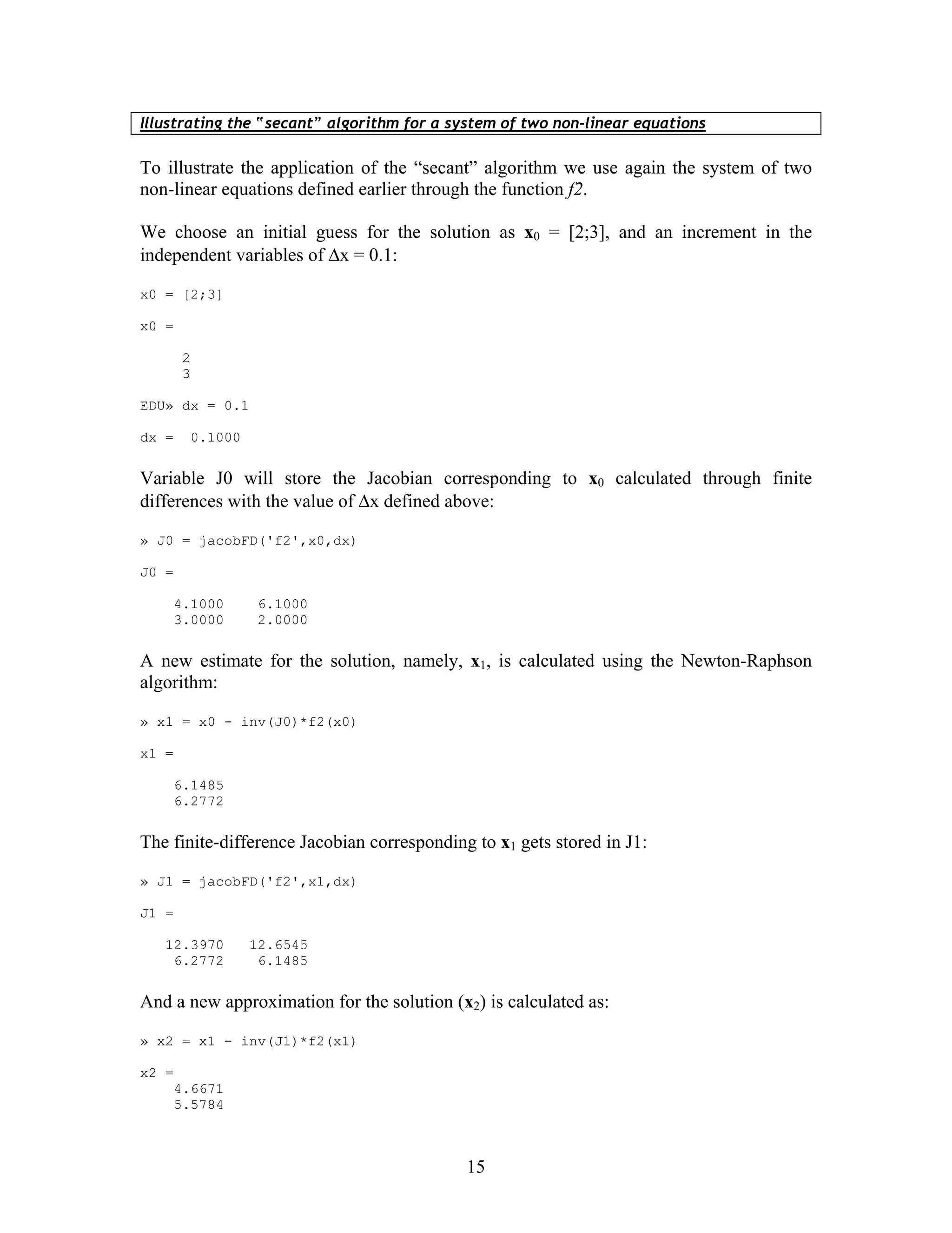 Non linearequationsmatlab | PDF