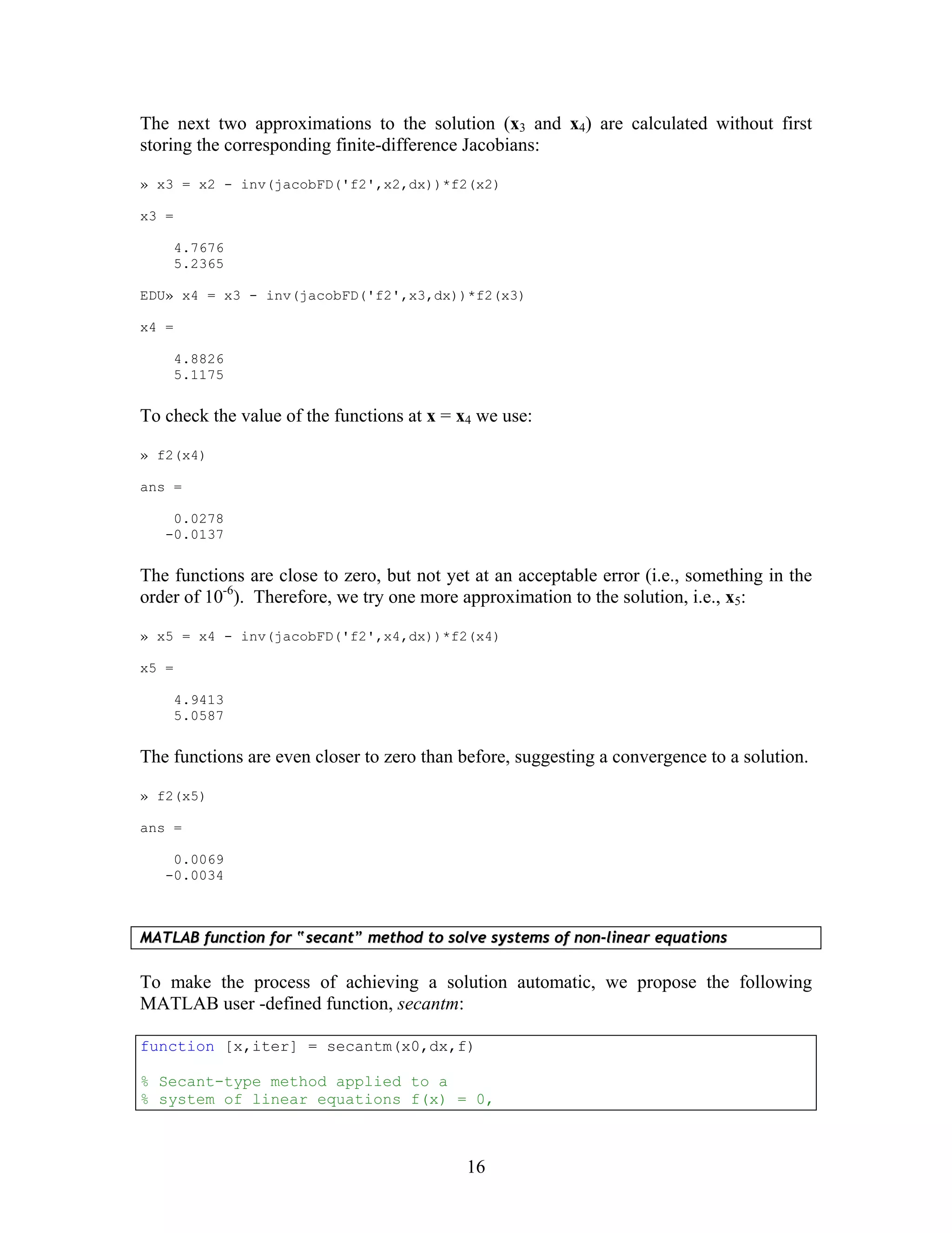 Non linearequationsmatlab | PDF