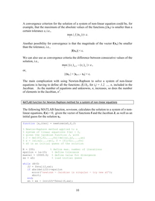 Non linearequationsmatlab | PDF