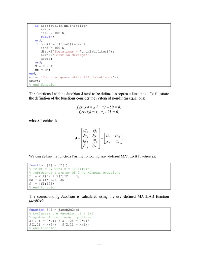 Non linearequationsmatlab | PDF