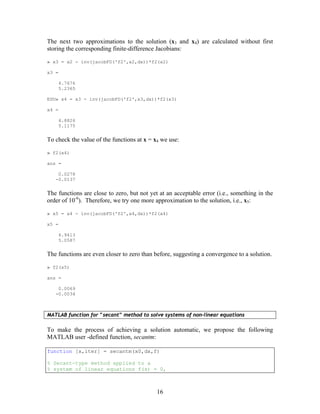 Non linearequationsmatlab | PDF