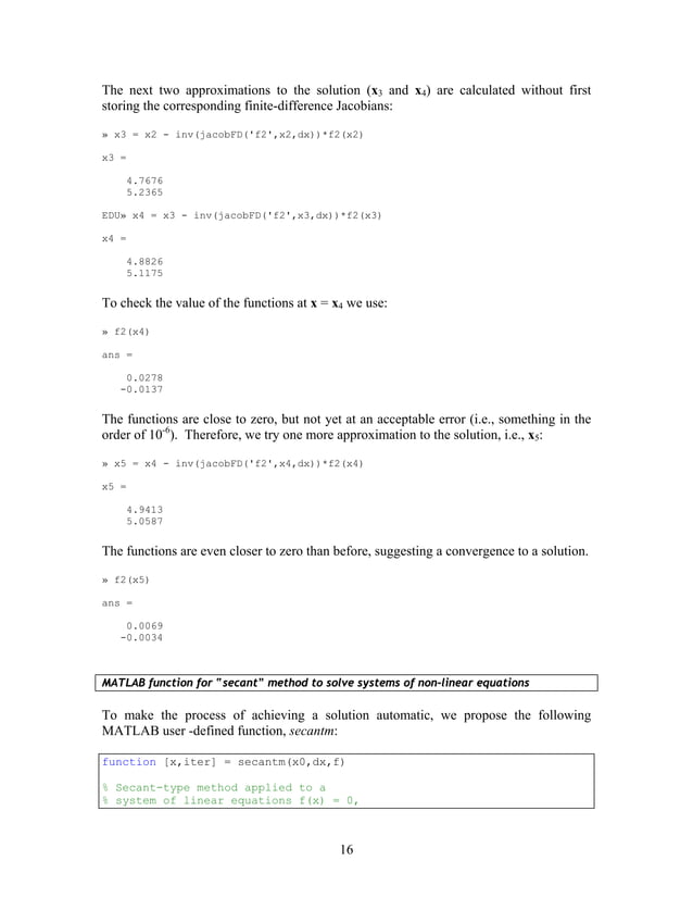 Non linearequationsmatlab | PDF