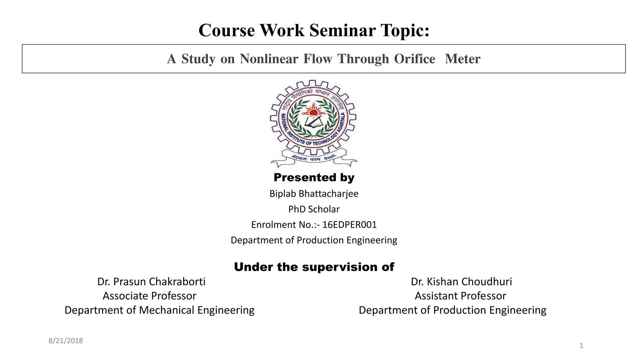A study on Nonlinear flow through an orifice meter | PPT