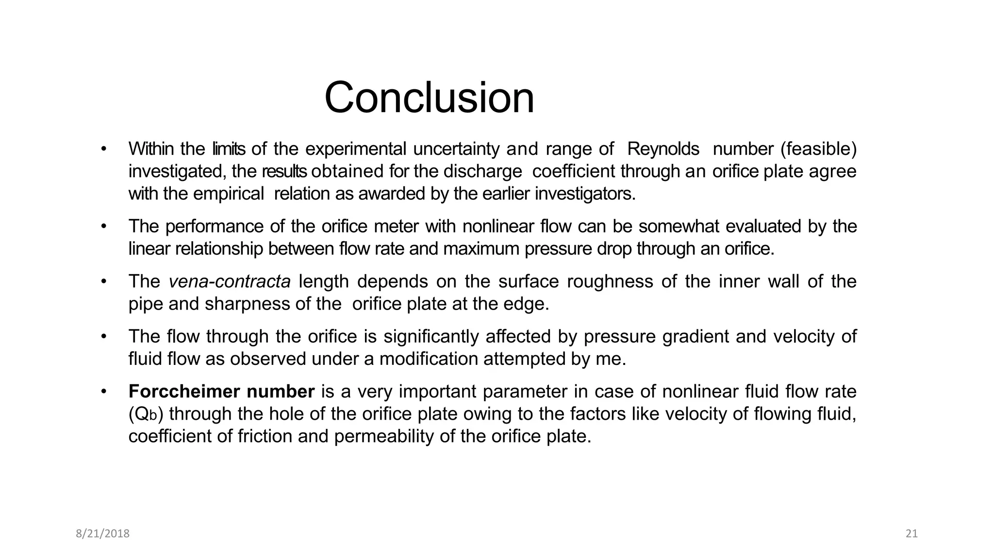 A study on Nonlinear flow through an orifice meter | PPT