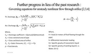 A study on Nonlinear flow through an orifice meter | PPT