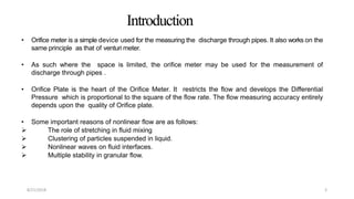 A study on Nonlinear flow through an orifice meter | PPTX
