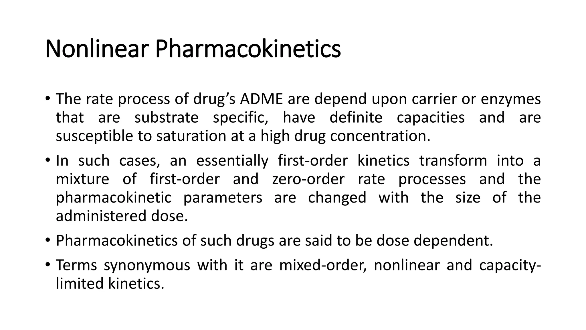 Causes of Non linear pharmacokinetics | PPTX